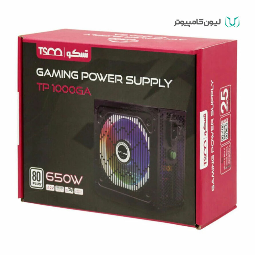 قیمت و خرید پاور گیمینگ 650 وات تسکو TP-1000GA Silver RGB | لیون کامپیوتر